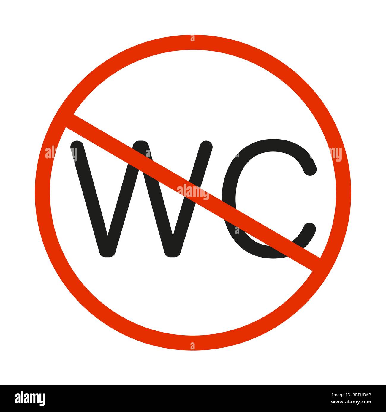 WC prohibited template. Forbidden toilet pictogram. Caution Toilet ban ...
