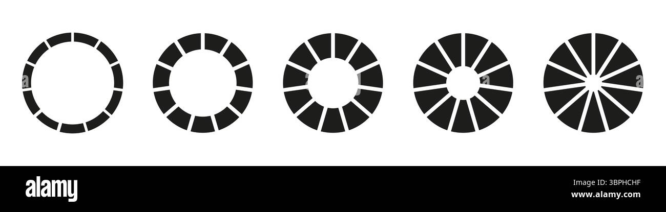 Wheels round divided in eleven sections. Diagrams infographic set ...