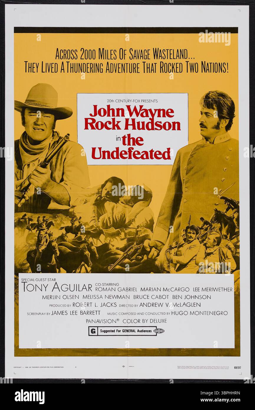 Studio Publicity: "The Undefeated" 1969 Poster John Wayne, Rock Hudson ...