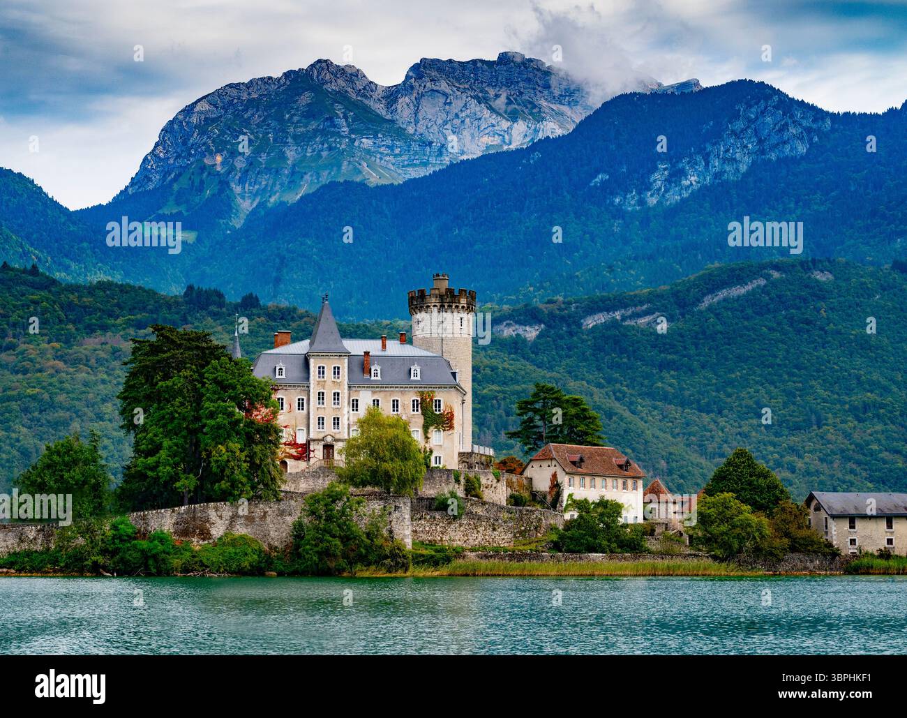 the majestic Chateau de Duingt overlooks Lake Annecy homes, churches ...