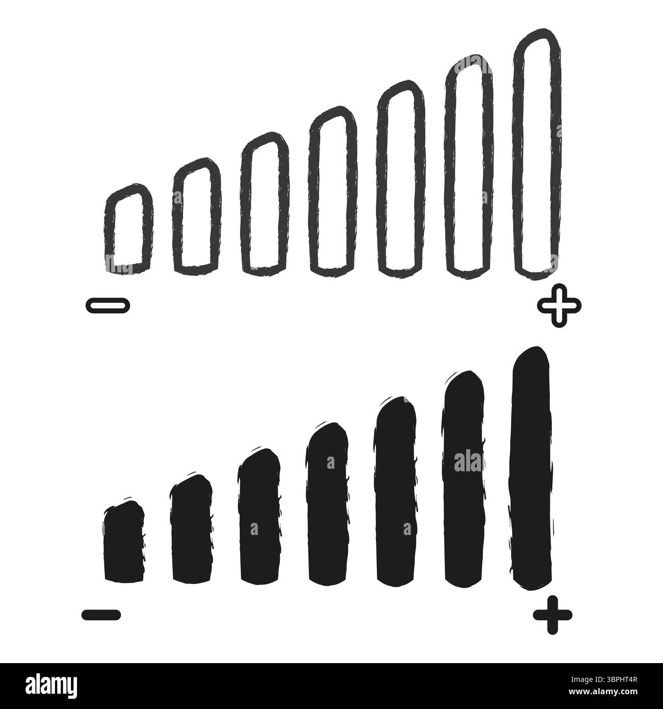 Volume bars icon. Hand drawn levels. Signal strength Vector ...