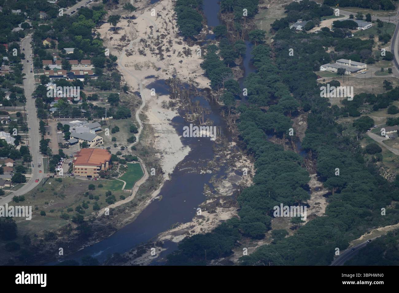 Water flows through the Guadalupe River on Tuesday, July 8, 2025, after ...