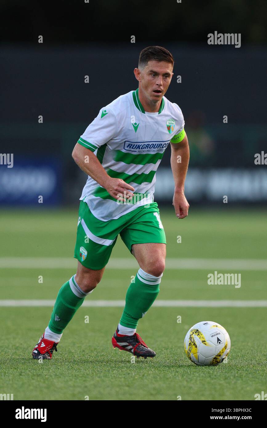 Oswestry, Wales, 8th July 2025. Danny Redmond of The New Saints during ...
