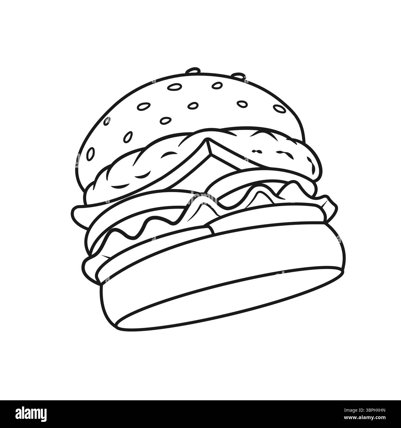 Burger Line Art Coloring Page Vector Illustration Stock Vector Image ...