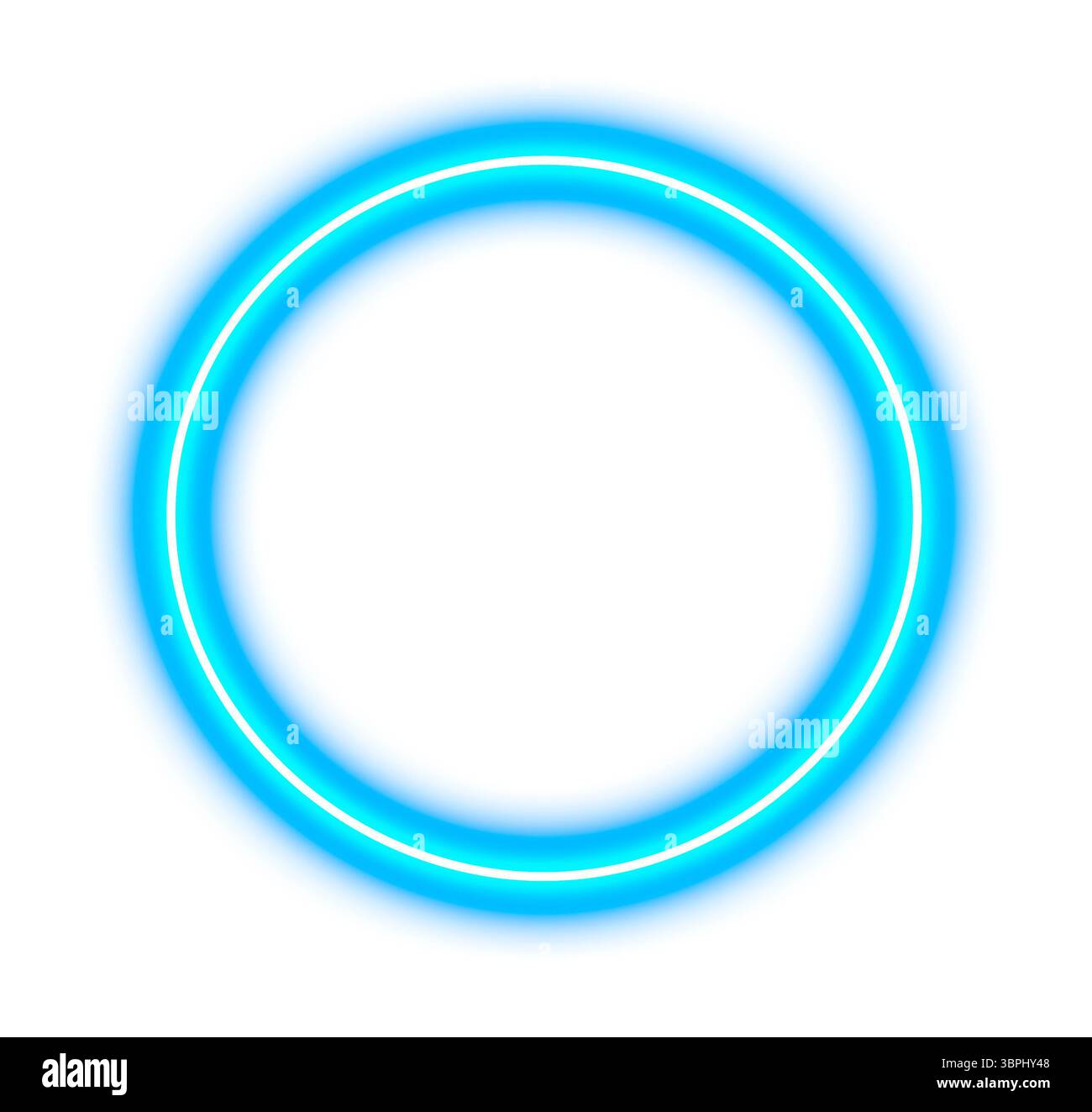 Glowing blue neon ring with inner aura and soft radiance on transparent ...