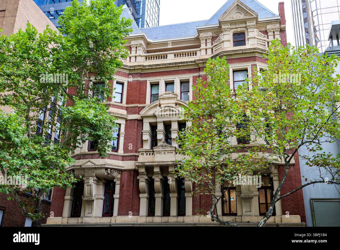Facade of the Austral Building, built in 1891 in Queen Anne Revival ...