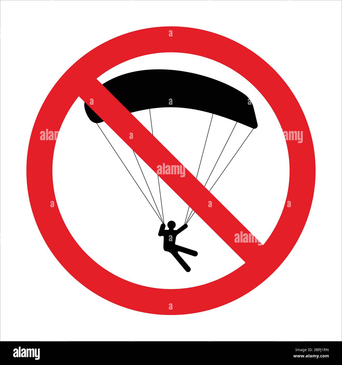 Red prohibition sign isolating paragliding activity, indicating safety ...