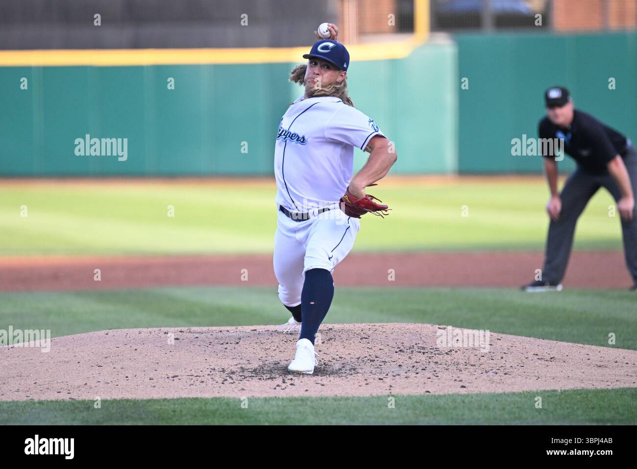 July 8, 2025: Columbus Clippers pitcher Aaron Davenport (16) against ...