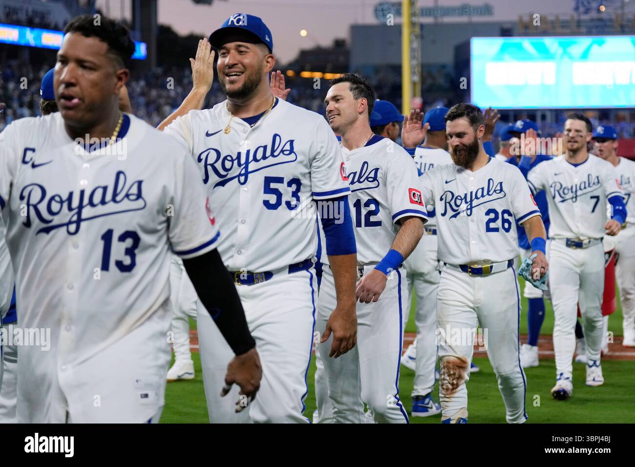 Kansas City Royals' players celebrate after their baseball game against ...
