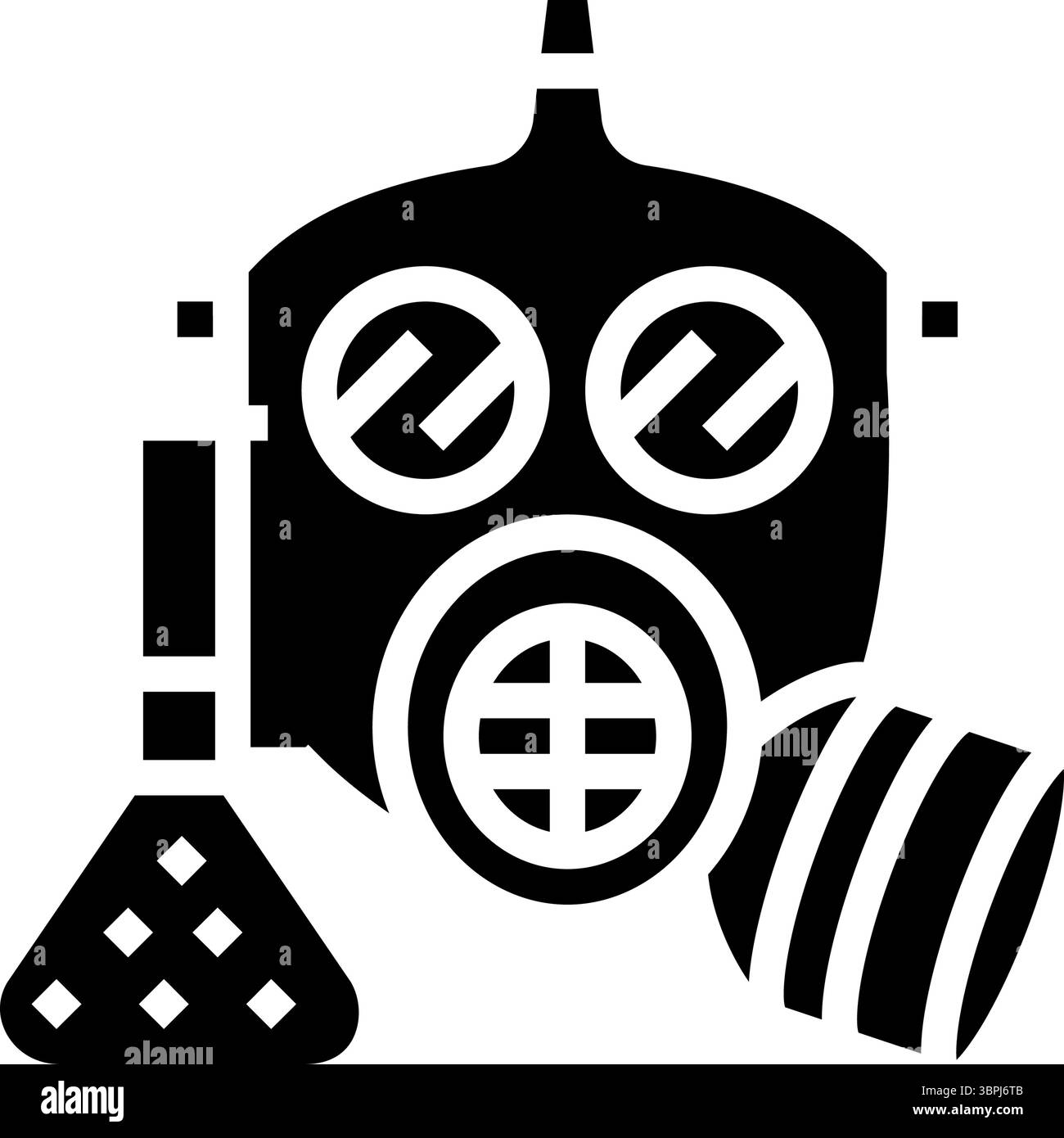 gas mask flasks chemical pollution glyph icon vector illustration Stock ...
