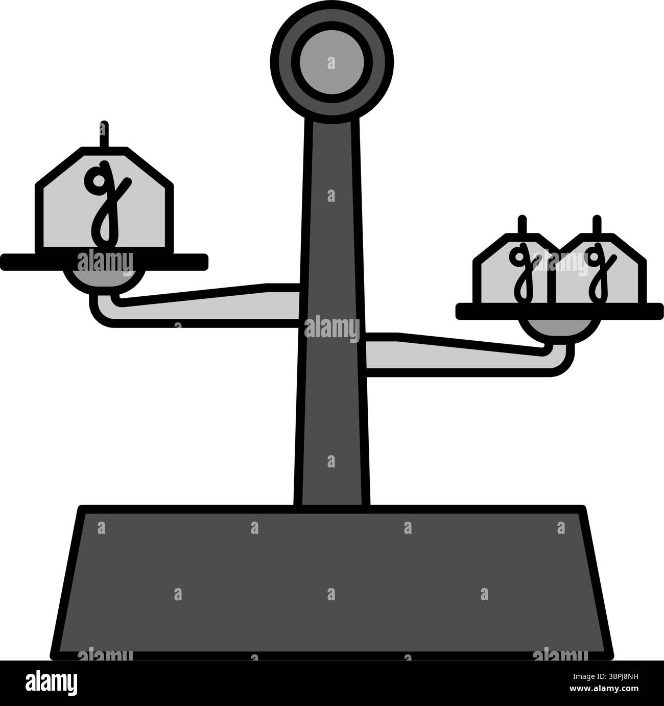 Simple line drawing icon of a scale with weights on it, Vector ...