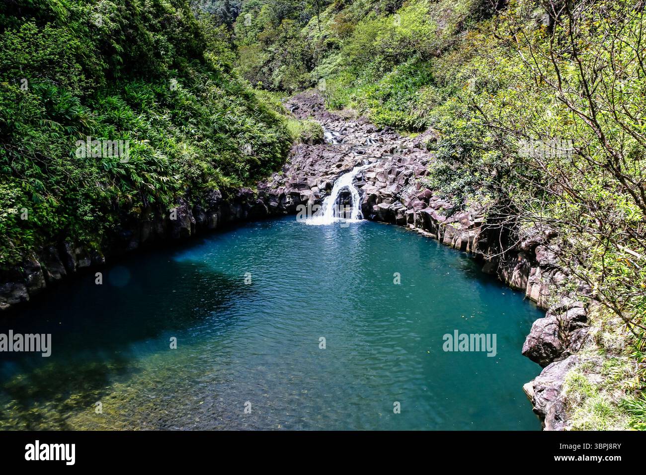 Waterfall views along the Road to Hana on the Hawaiian island of Maui ...