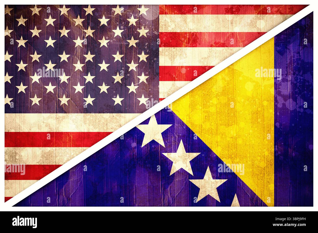 Bosnia and Herzegovina with American flags Stock Photo - Alamy
