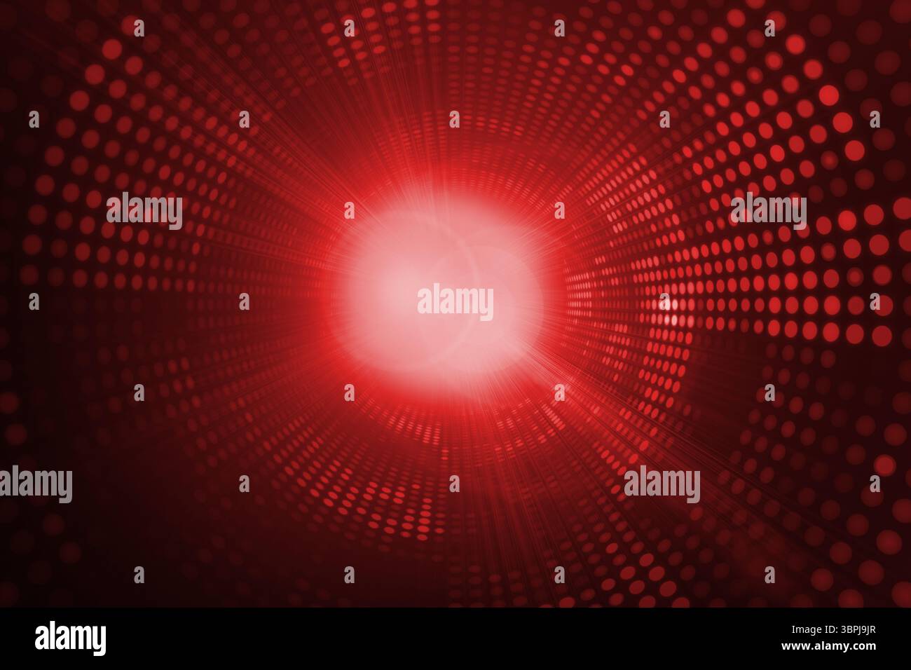 Flat design is showing glowing red tunnel vortex with concentric dot ...
