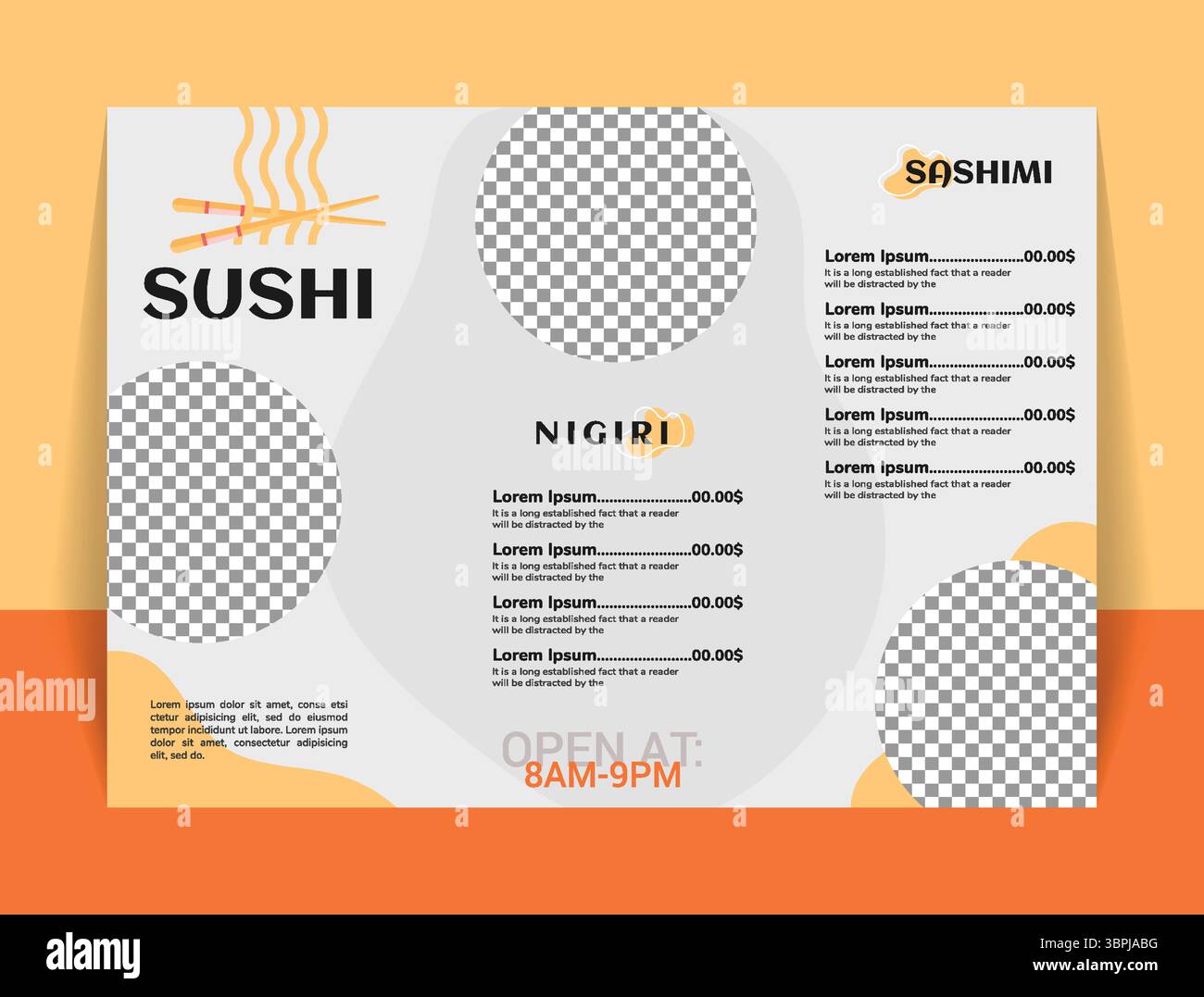 Modern Sushi Restaurant Menu Template: Placeholders for Images and ...