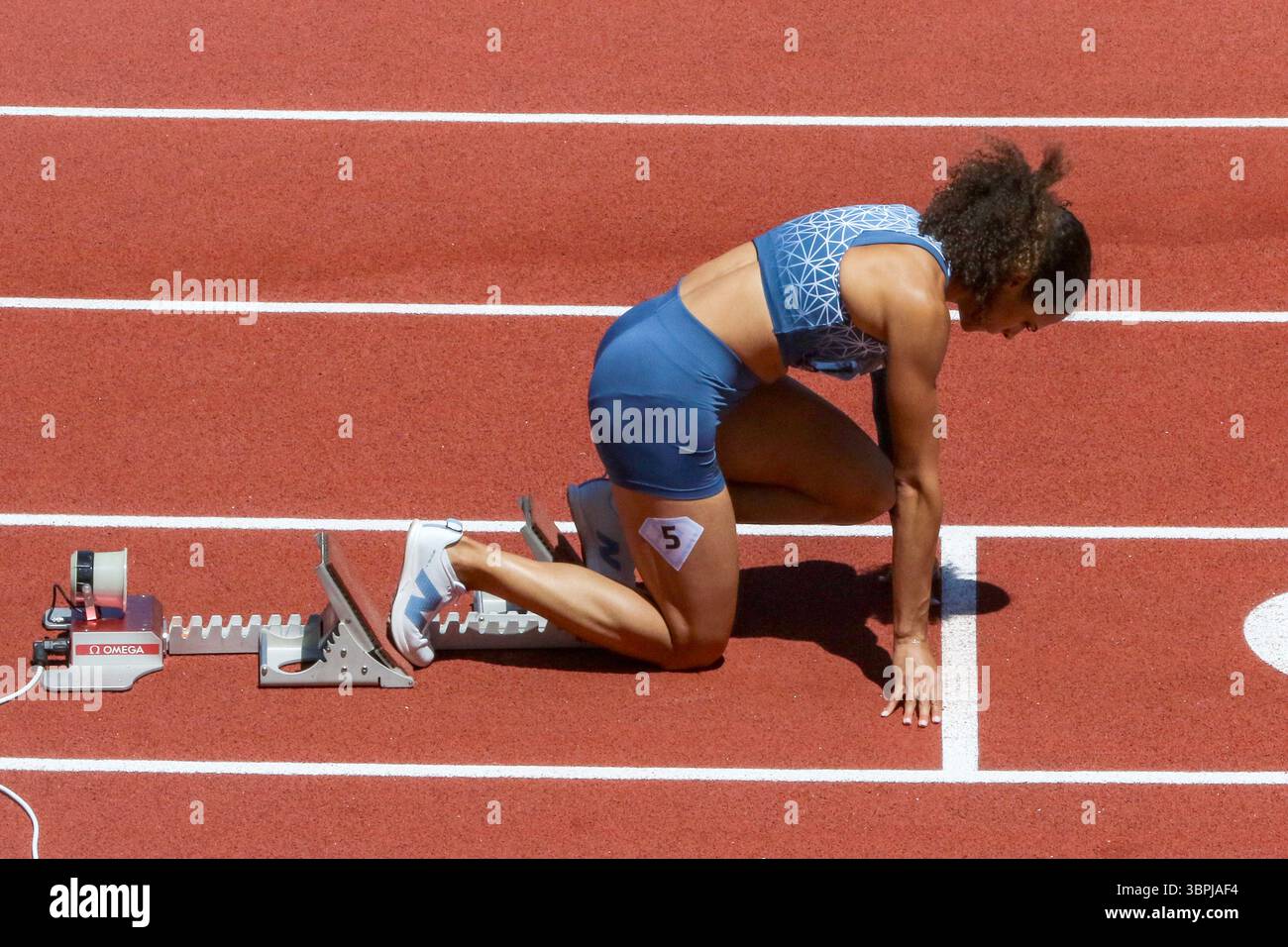 Sydney McLaughlin (USA) in the starting blocks of the women's 400m in ...