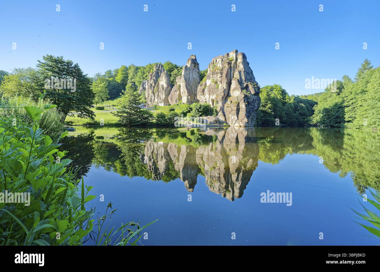 The Externsteine, a sandstone rock formation around 40 metres high in ...