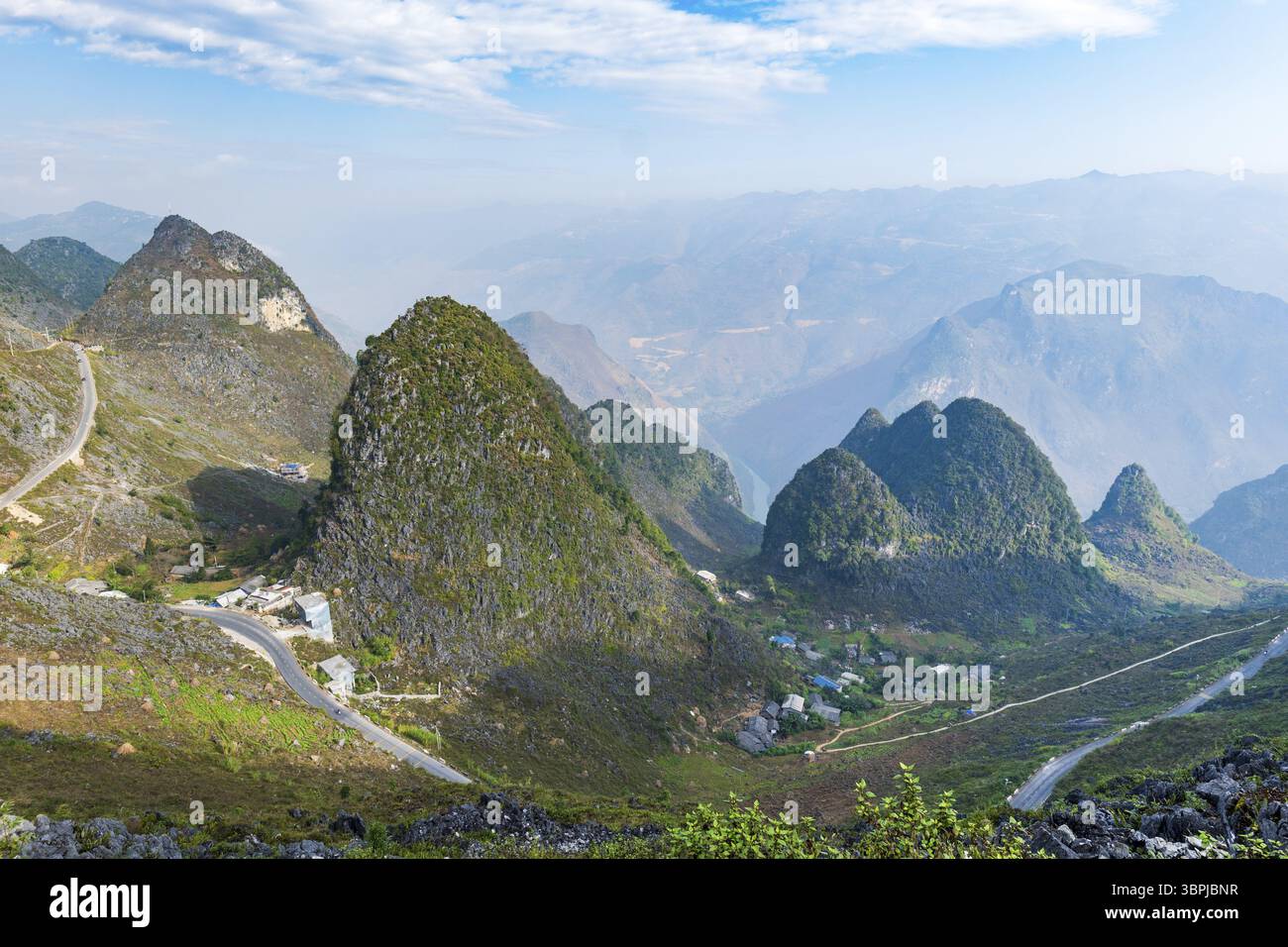 Ha Giang aerial landscape in Northern Vietnam. drone aerial view of Ha ...