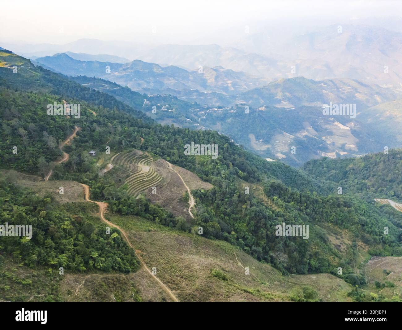 Ha Giang aerial landscape in Northern Vietnam. drone aerial view of Ha ...