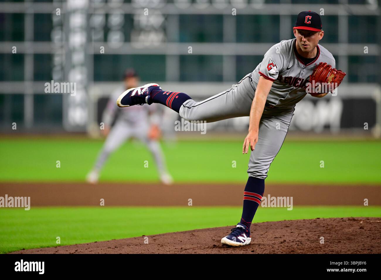 July 7, 2025: Cleveland Guardians starting pitcher Tanner Bibee (28) in ...