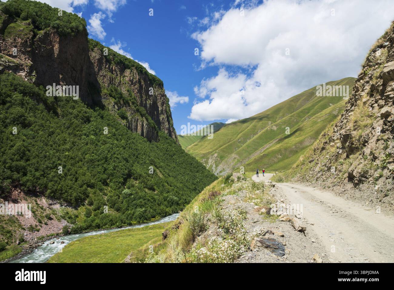 Summer hiking landscape in Georgia, Caucasus. Popular mountain hiking ...