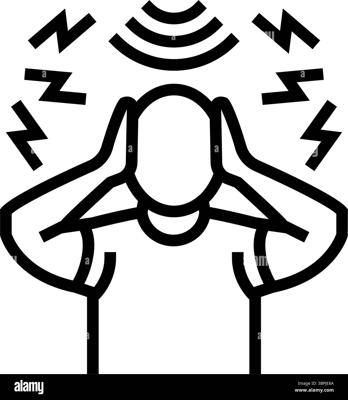 person covering ears due loud noise line icon vector illustration Stock ...