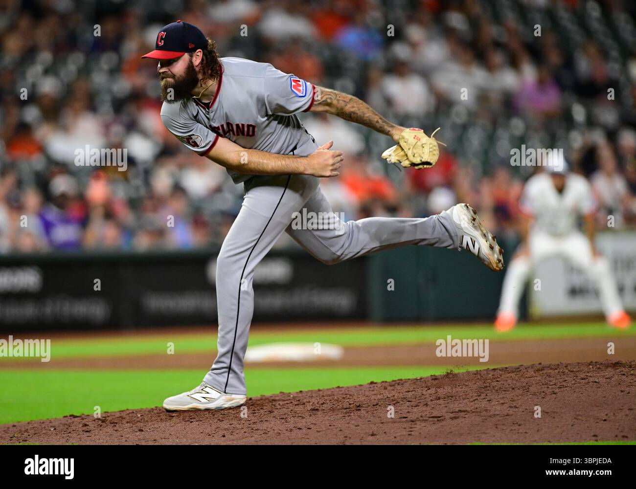 July 7, 2025: Cleveland Guardians relief pitcher Hunter Gaddis (33) in ...