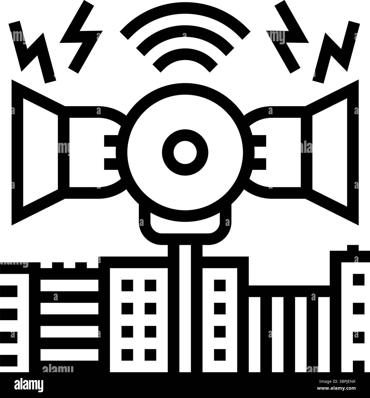 siren blaring an urban setting line icon vector illustration Stock ...