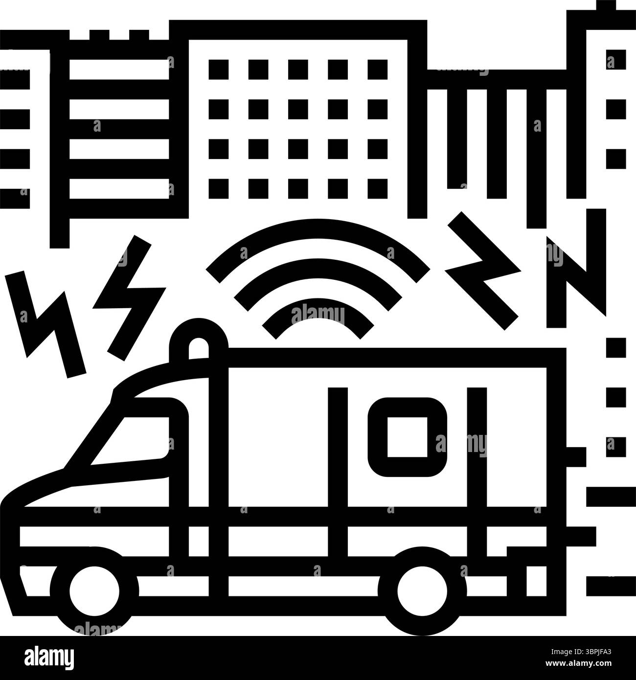 emergency vehicle sirens busy street line icon vector illustration ...