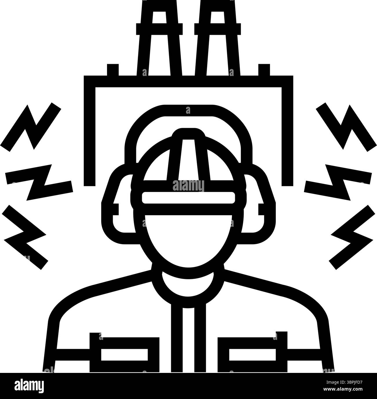 worker using ear protection noisy factory line icon vector illustration ...