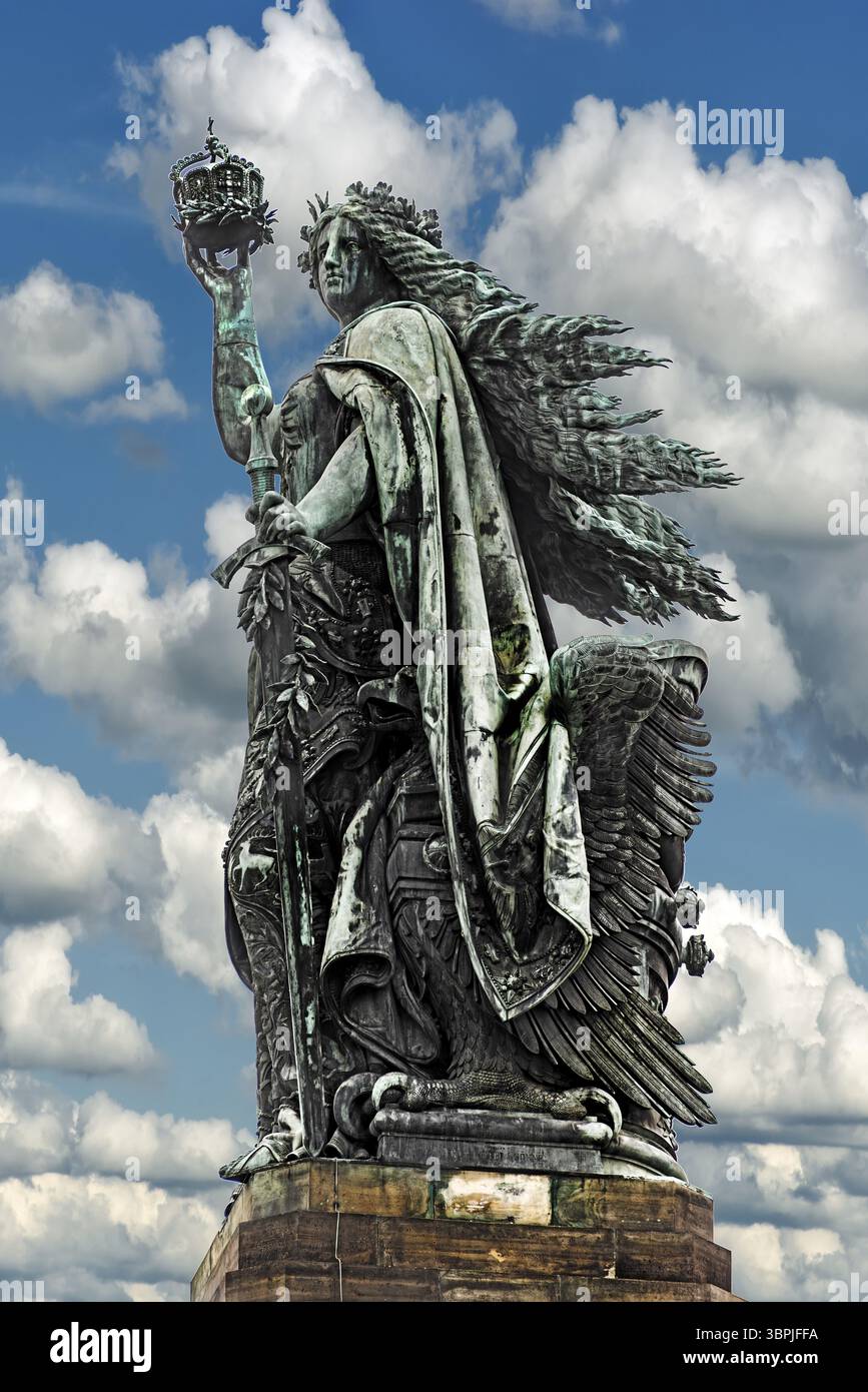 Figure of Germania on the Niederwald Monument in the Rheingau, Hesse ...