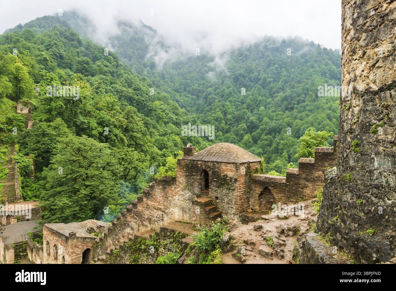 Rudkhan Castle architecture in Iran. Rudkhan Castle is a brick and ...