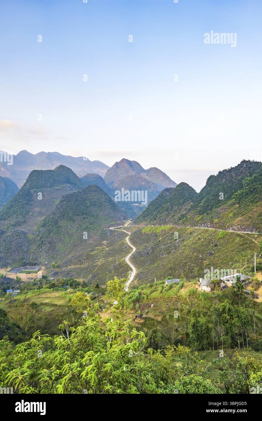 Ha Giang aerial landscape in Northern Vietnam. drone aerial view of Ha ...