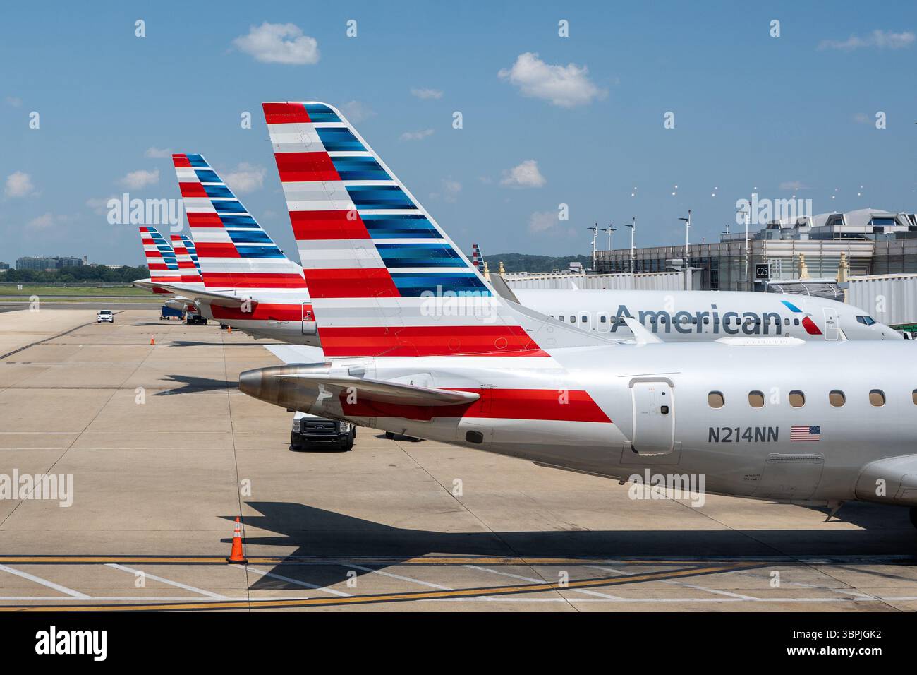 American Airlines planes are parked at gates at Washington Reagan ...