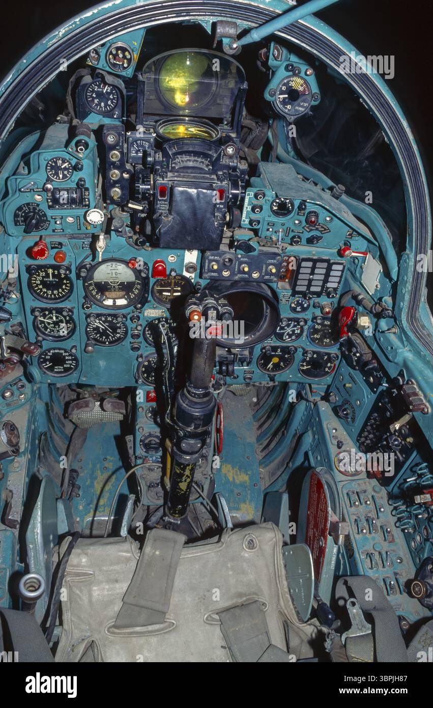 Scanned slide of a historical colour photograph of the controls and ...