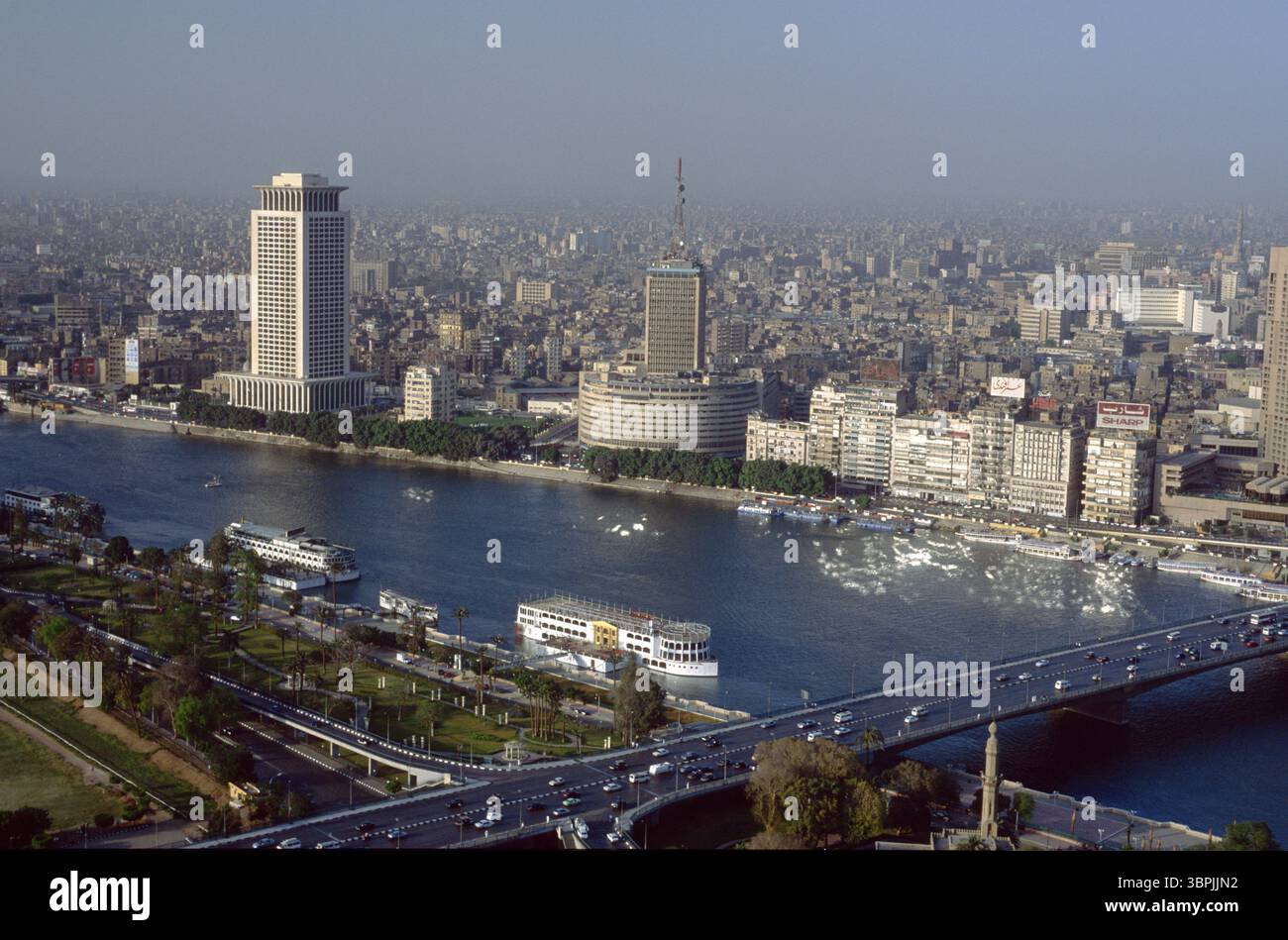 Scanned historical colour photo of an overview of downtown Cairo with ...