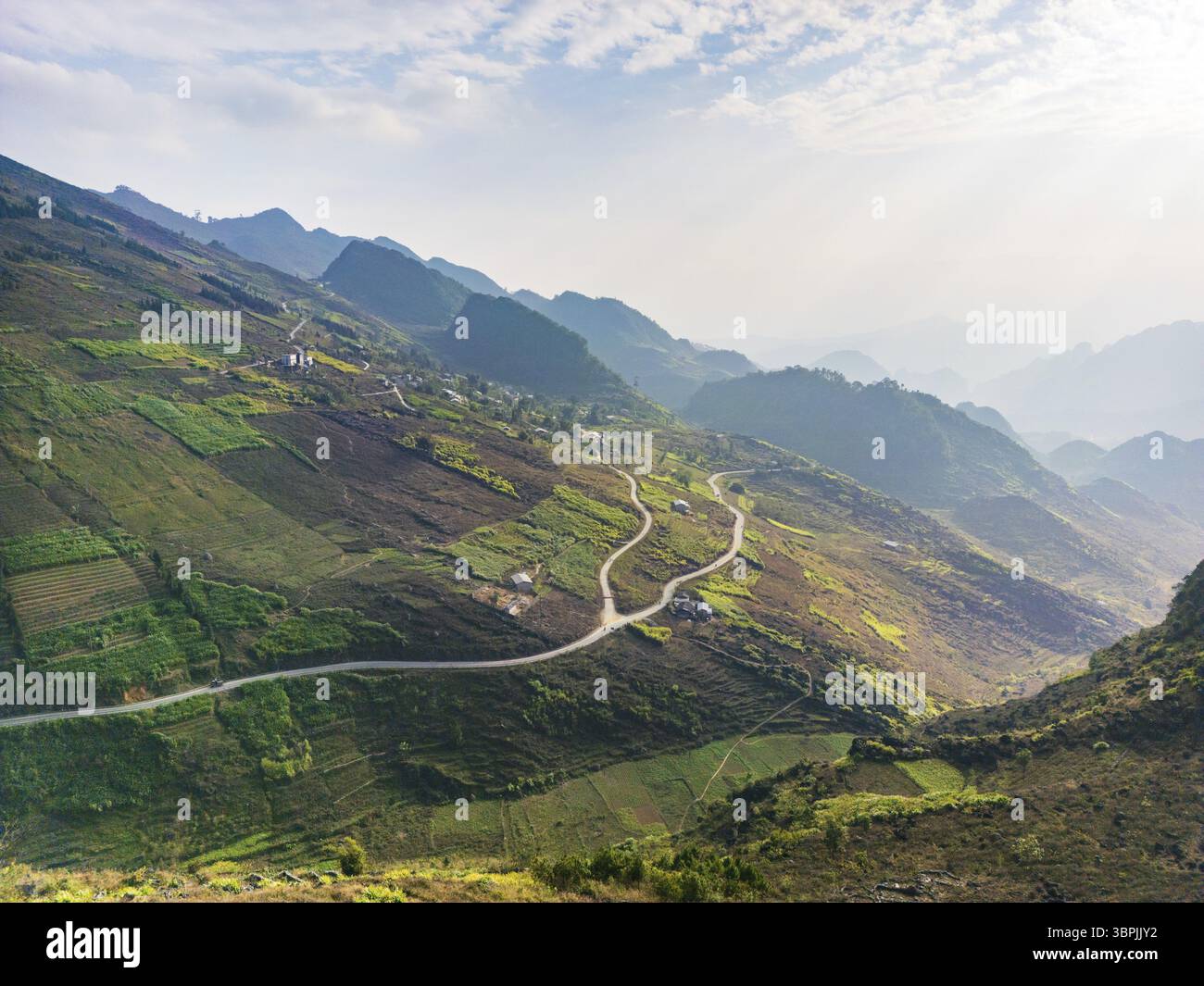 Ha Giang aerial landscape in Northern Vietnam. drone aerial view of Ha ...