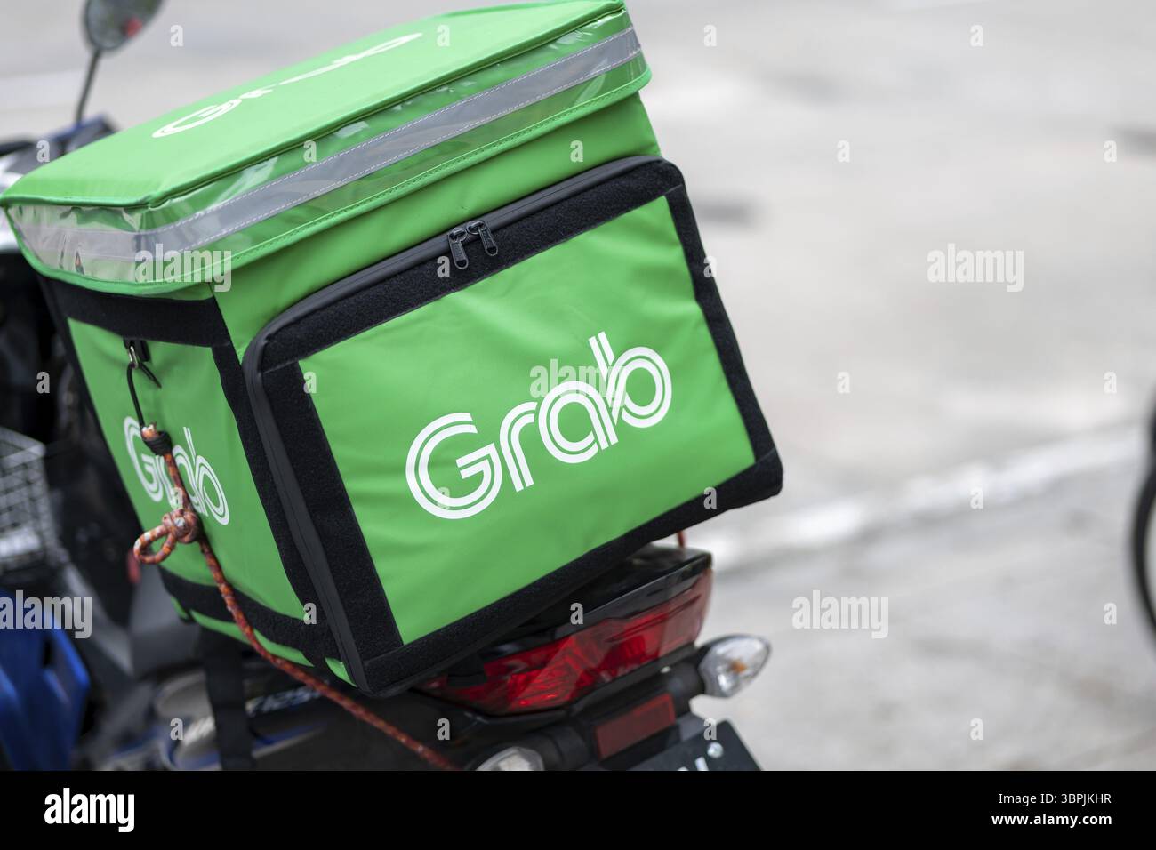 Kuala Lumpur, Malaysia - 04.03.2023: Grab Food motorbike on the street ...