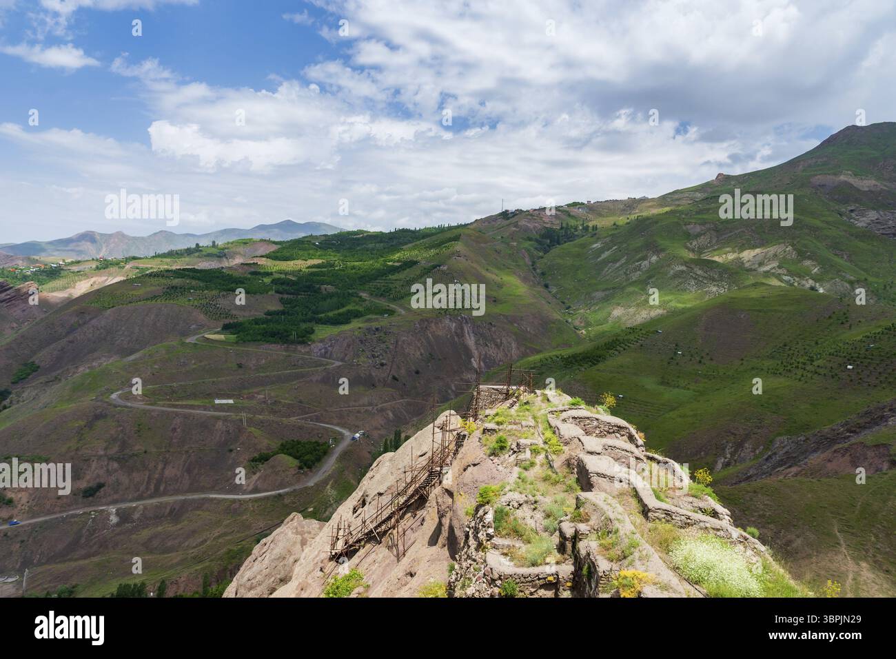 Alamut Castle view in the Alamut mountain in Iran. Alamut was a ...