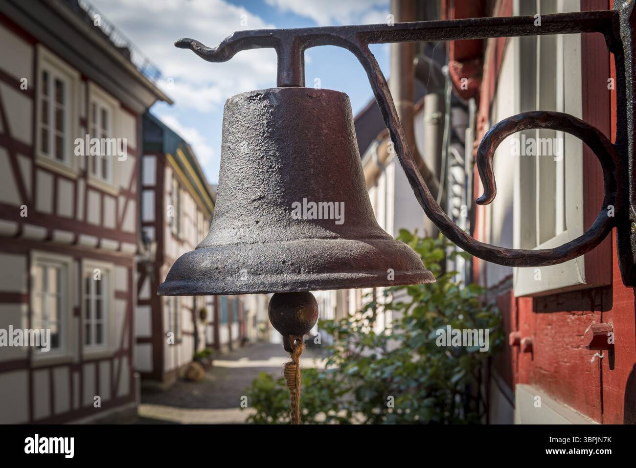 Detailed view of an old house bell at the entrance to a residential ...
