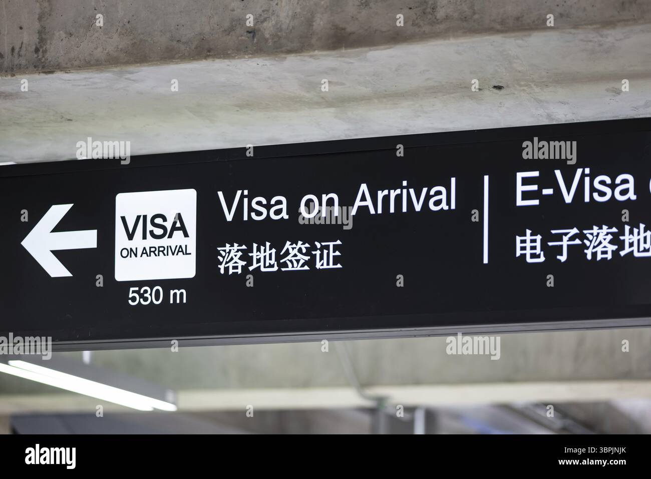 Visa on arrival signage concept at airport for tourists. Visa sign in ...