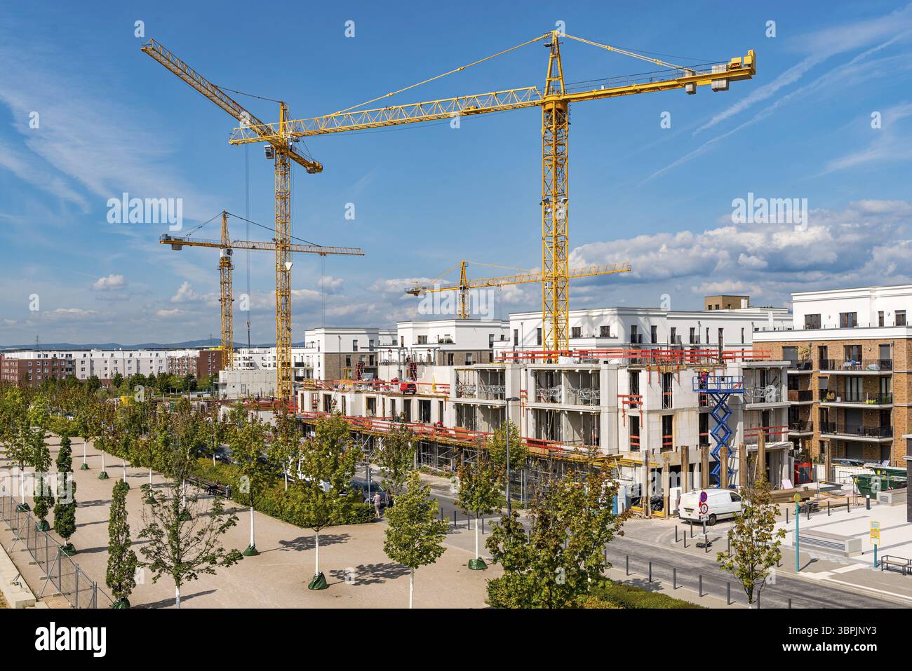 Residential buildings under construction on a building site in ...