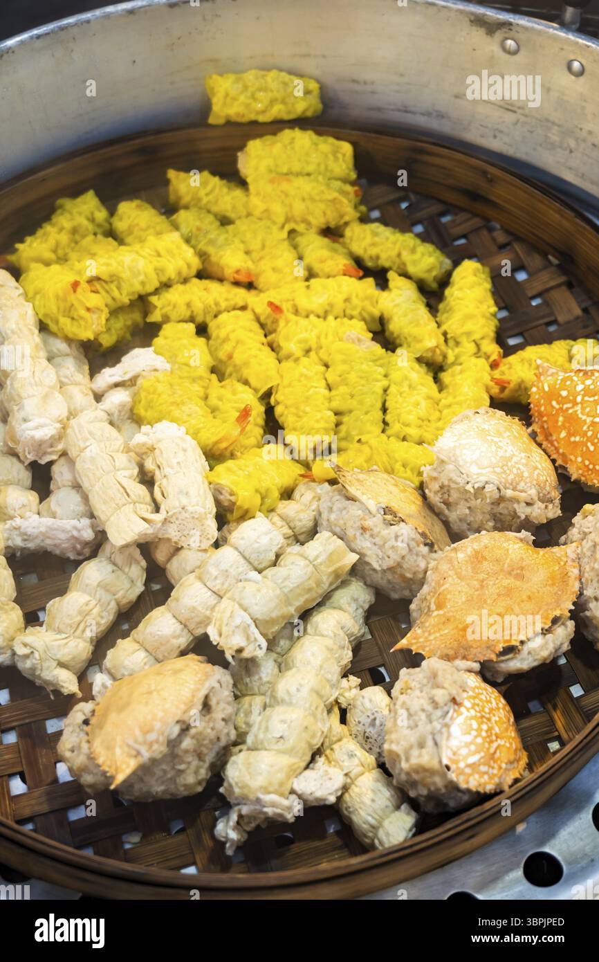 Steamed dumplings in many flavors, delicious Thai Chinese street food ...