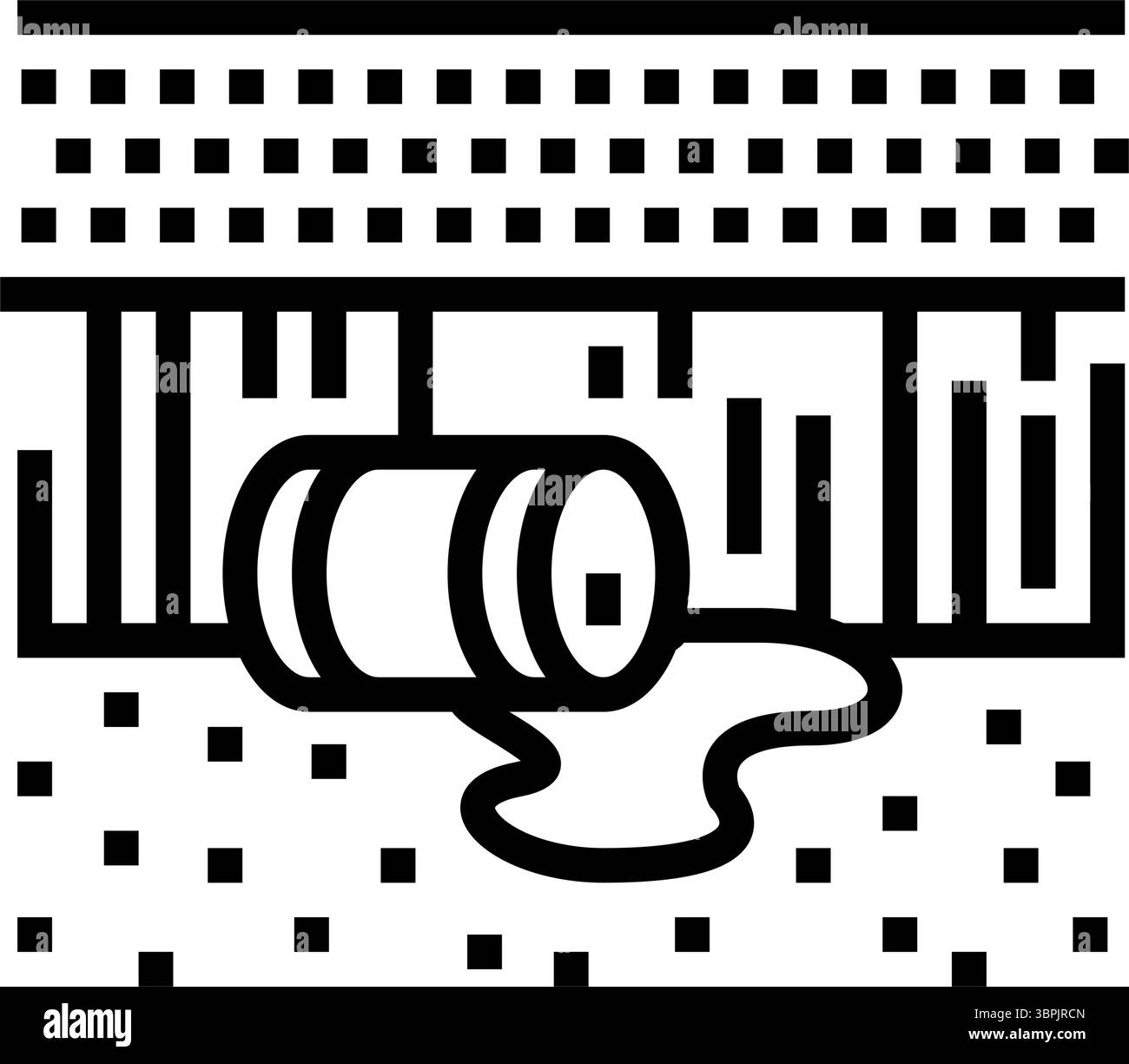 glowing waste field radioactive pollution line icon vector illustration ...