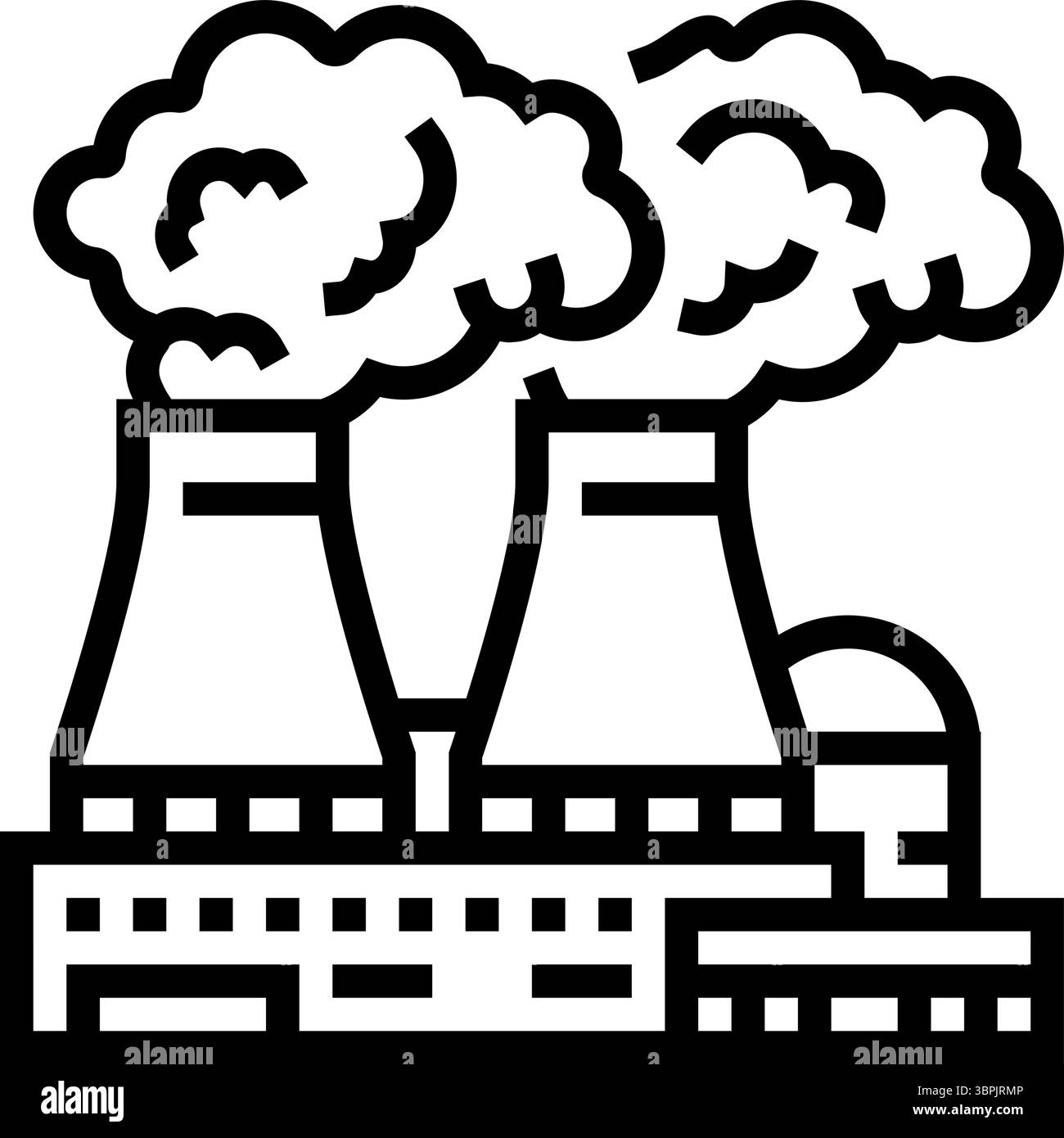 nuclear power plant smoke radioactive pollution line icon vector illustration Stock Vector Image ...