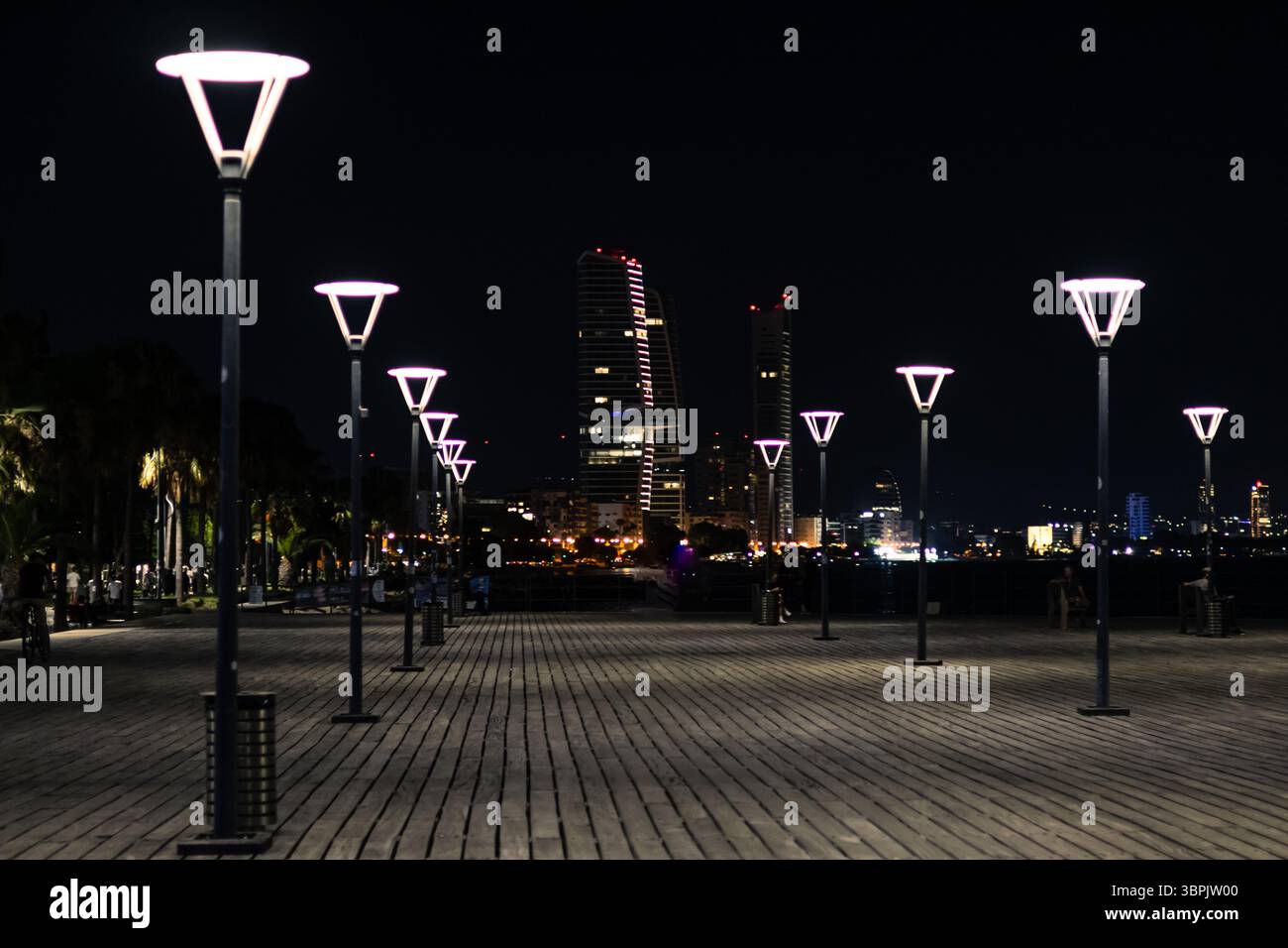 Night photo from Limassol pier Stock Photo - Alamy
