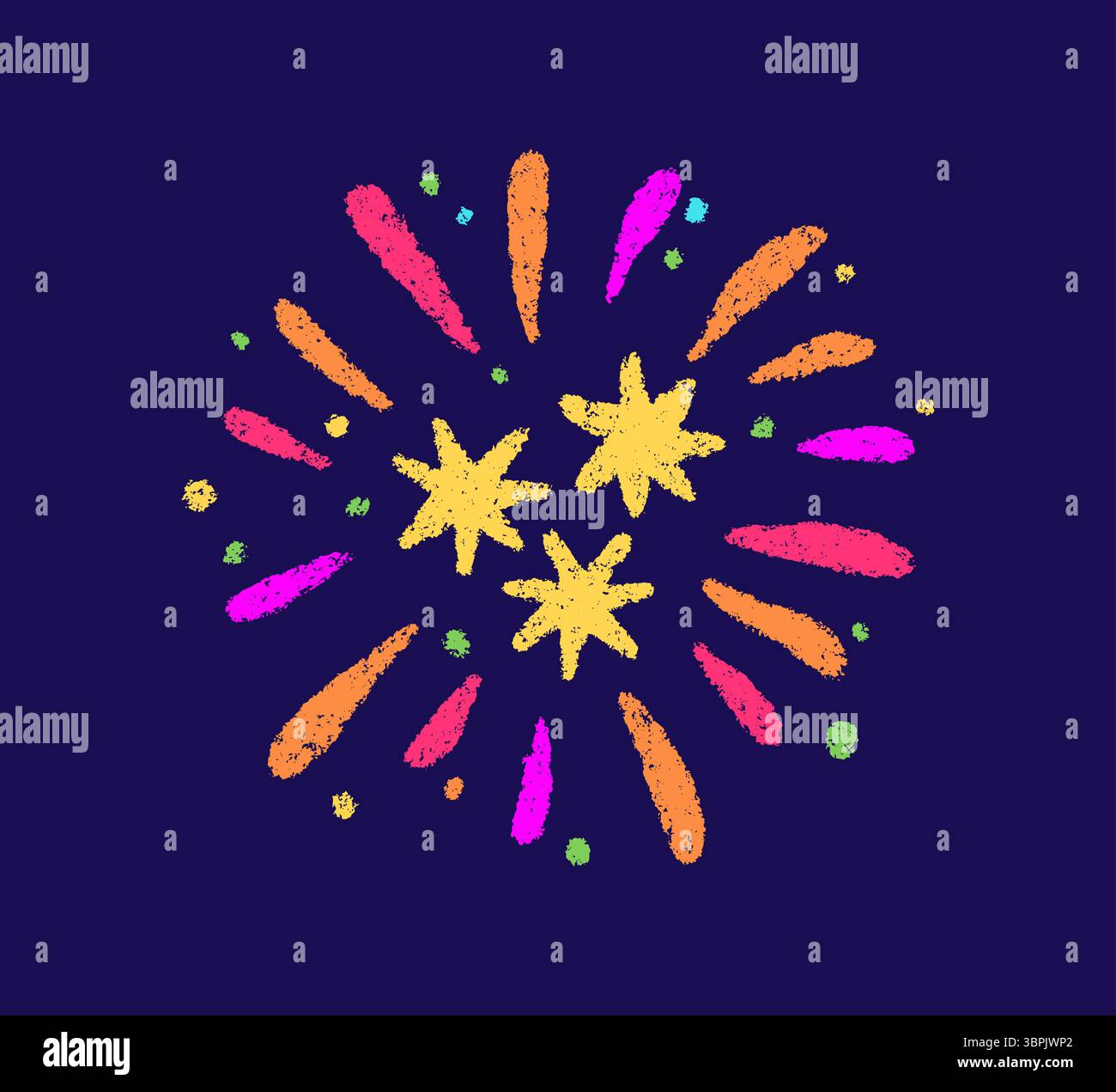 Crayon doodle firework symbol. Hand drawn firework pencil sketch. Chalk ...