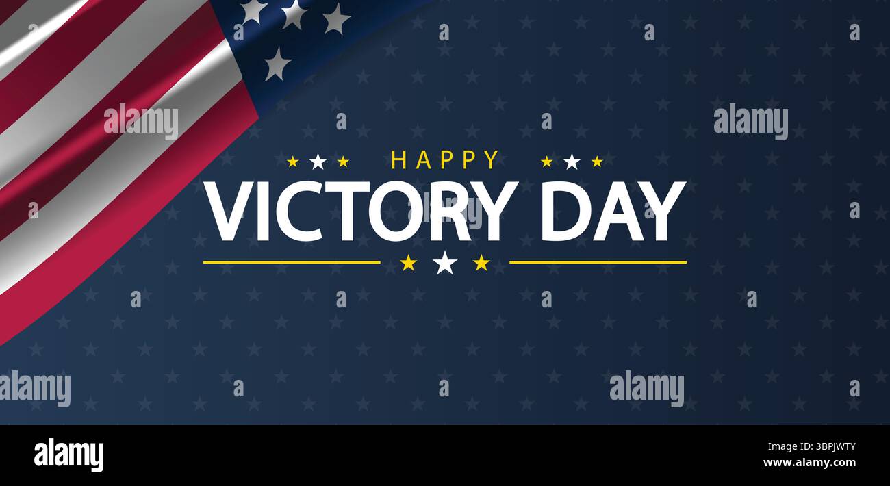 Patriotic Victory Day Poster with Deep Blue Flag Theme Stock Vector ...