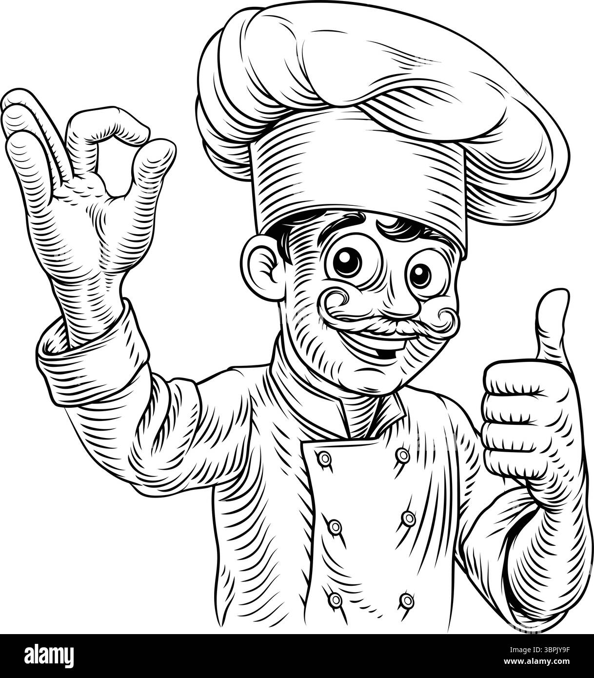 Smiling Chef Baker Cook Woodcut Vintage Drawing Stock Vector Image ...