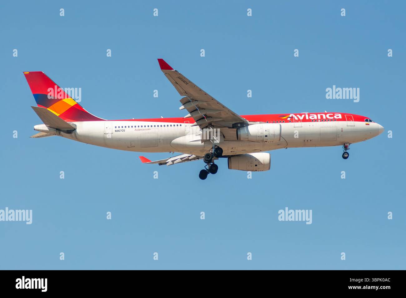 Avianca Airbus A330 200 long-haul airliner landing at Madrid Barajas ...